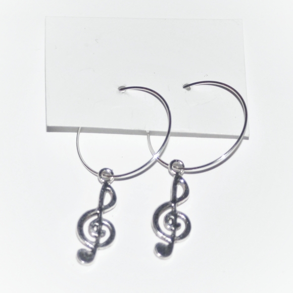 Jewelry | Silver Music Note Hoop Earrings | Poshmark